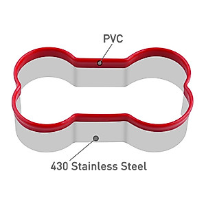 FASAKA Bone Cookie Cutters Set for dog treats, 3 Piece Dog Bone Biscuit Cutters Set with Red Environmental PVC for Baking