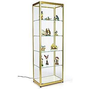 Displays2go Illuminated Tempered Glass Showcases – Gold (DCKDMT24G)