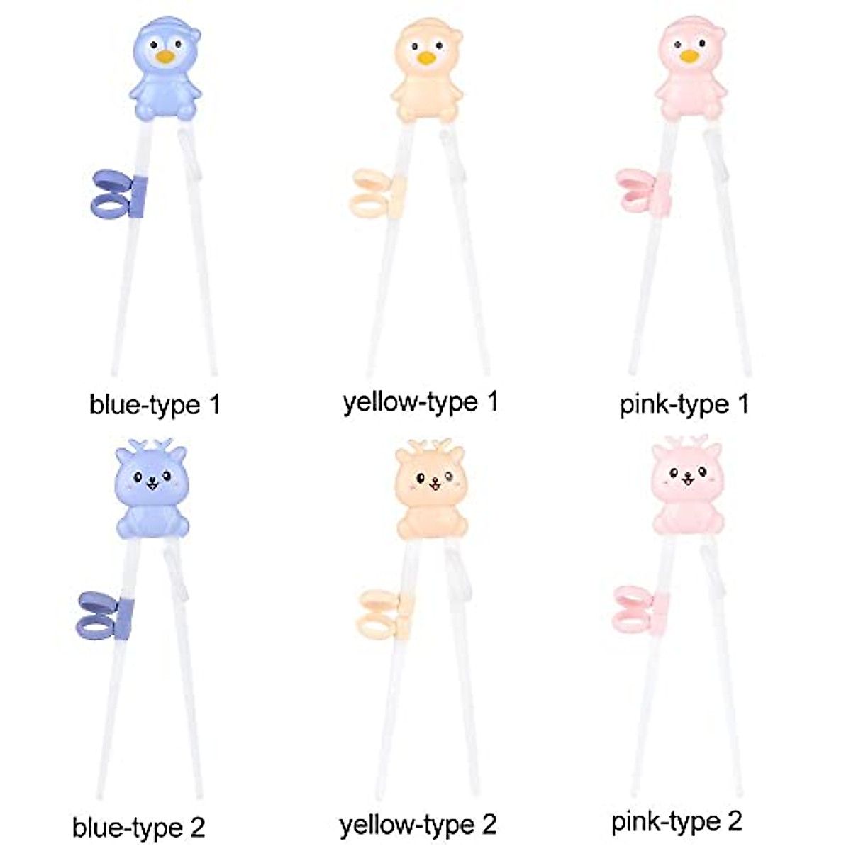 Learning Chopsticks Cartoon Training Tableware Kids Baby Eating Helper(type 1,yellow)