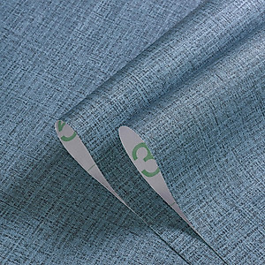 Akywall Blue Peel and Stick Wallpaper Linen Contact Paper for Cabinets Countertops Waterproof Grasscloth Wall Paper for Bedroom Stick on Wallpaper Textured Self Adhesive 78.7in