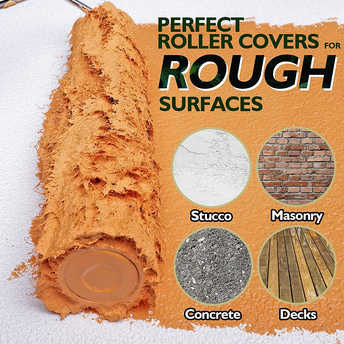 6pcs Paint Roller Covers 9 Inch x 3/4" Nap, High Capacity Lambswool Roller Covers for Paint Rollers, Naps for Paint Roller Brush, House Painting Supplies for Textured Rough Surfaces