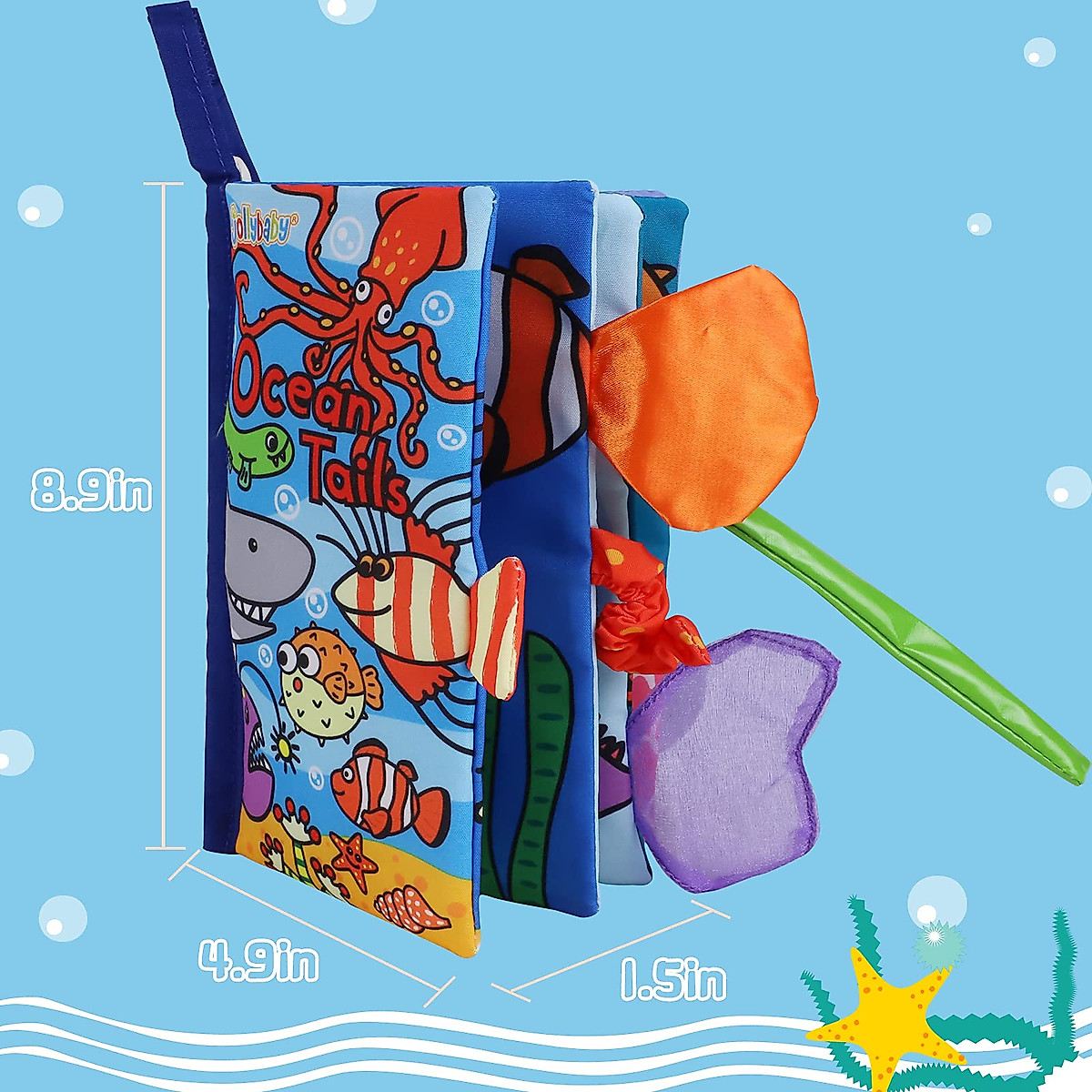 Magic4U 2PCS Jungle & Ocean Tails Crinkle Baby Books for 0-3 Years Old Newborn Toys, Black and White High Contrast Sensory Baby Toys Baby Soft Book for Early Education (Ocean + Jungle)