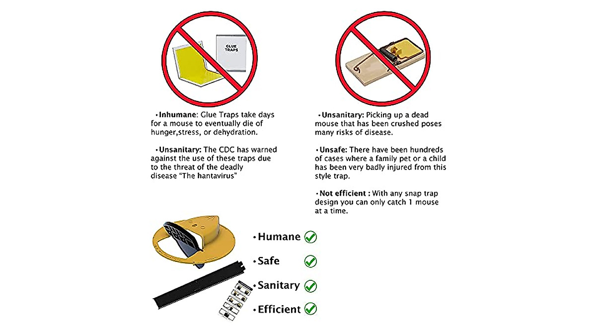 2 Pack Mouse Trap with Flip & Slide Bucket Lids - Humane & Reusable
