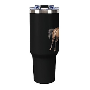 Running Arabian Horse 40oz Water Bottle Double Wall Insulated Tumbler with Handle Leakproof Travel Mug Black-style