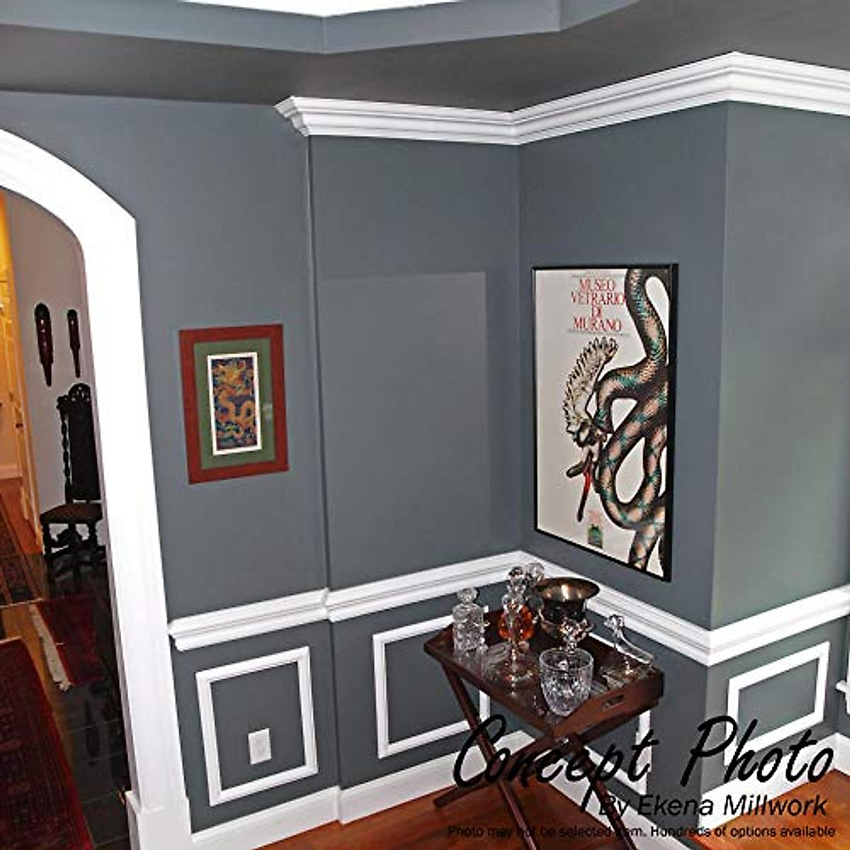 Ekena Millwork PNL16X24AS-01-CASE-2 Ashford Molded Classic Wainscot Wall Panel, 16"W x 24"H x 1/2"P, Factory Primed White, 2 Count