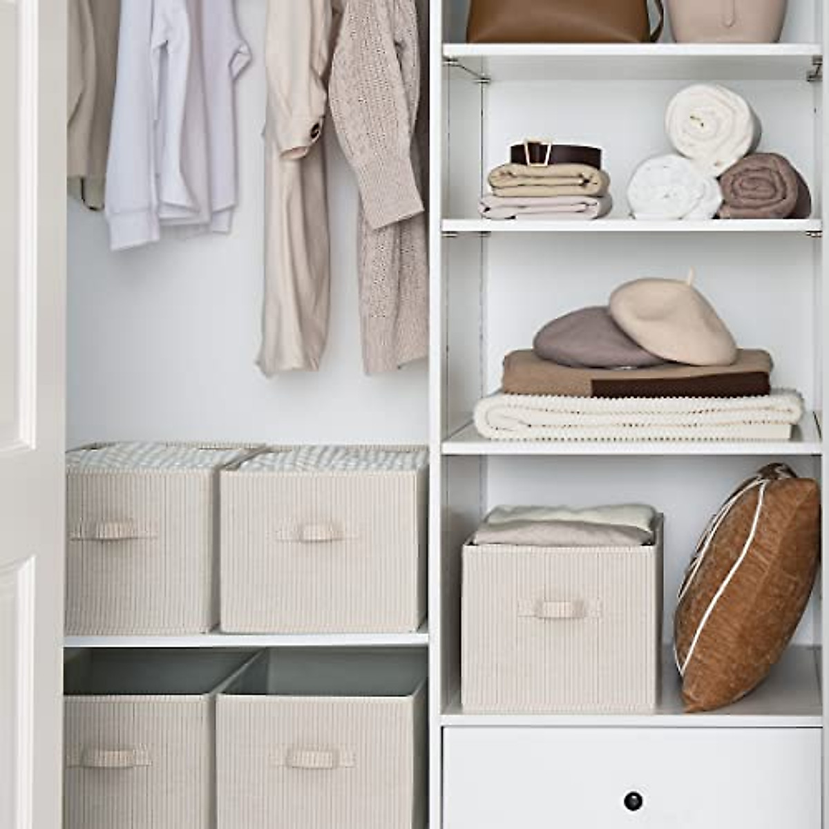 StorageWorks 3-Pack Storage Baskets for Shelves + 2-Pack Decorative Storage Boxes