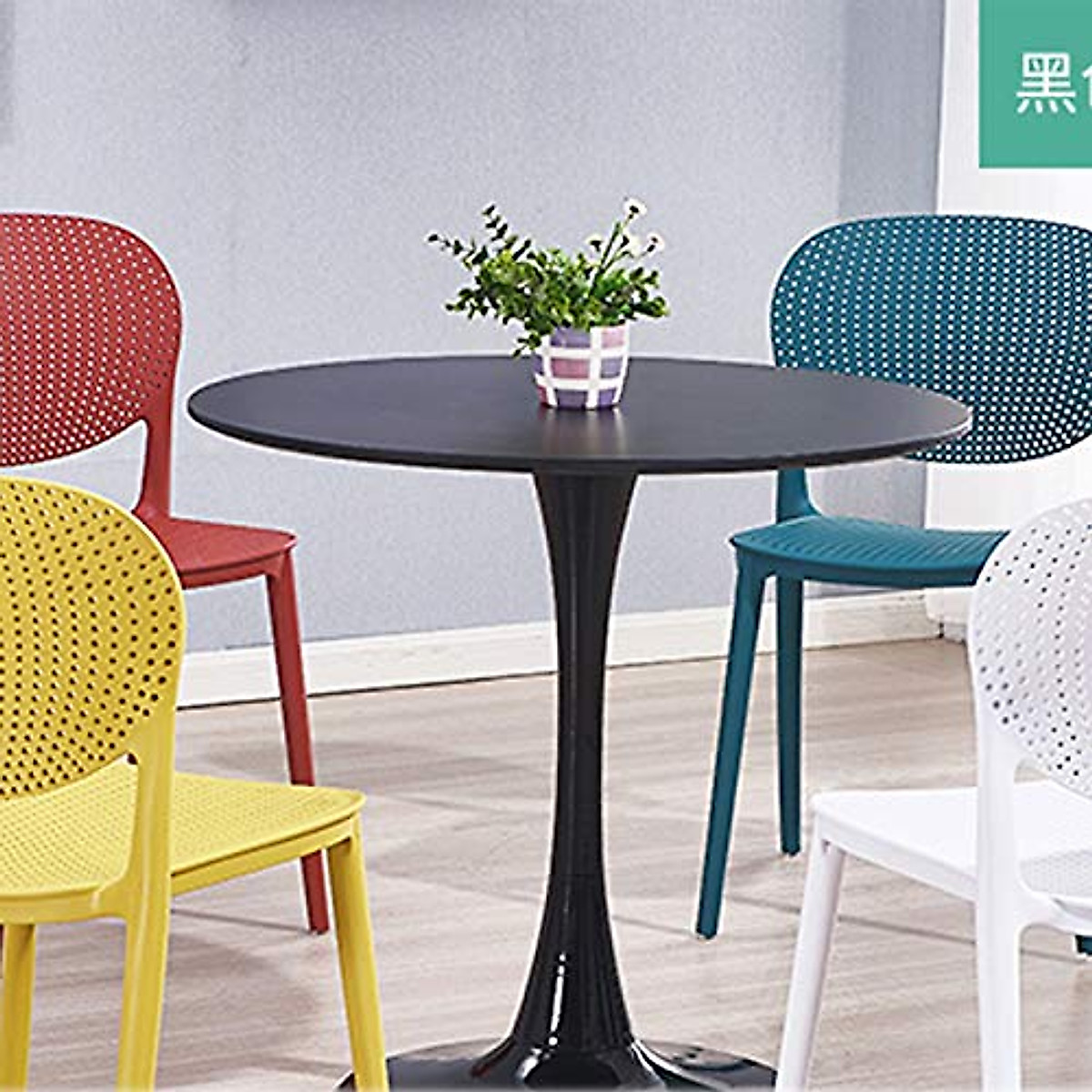 Tomile 32" Tulip Style Dining Table Plywood Round Kithen Dining Table Mid-Century Modern Round top Coffee Table with Metal Pedestal Base (Tulip Black Table)