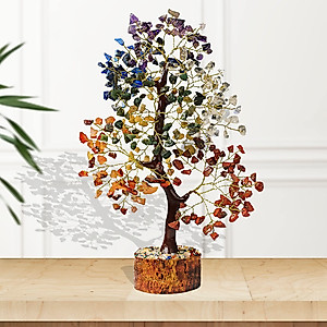 Zenfulstone 7 Chakra Tree of Life | Crystal Tree for Positive Energy - Meditation | Feng Shui Money Bonsai Tree | Home, Office - Tree of life Decor | Healing Gemstone Artificial Tree | Spiritual Gift