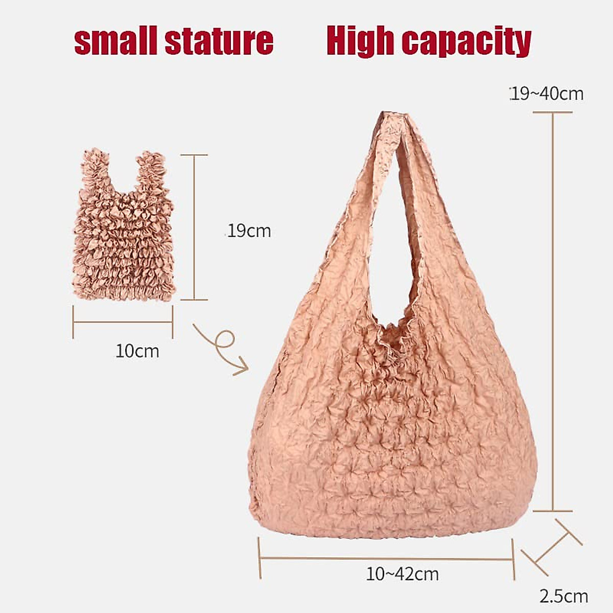 Oaiyeie 3PCS Magic Stretch Bag Pleated Bag,Portable Foldable Handheld Pleated Bag, Reusable Grocery Bags (3PCS-A)