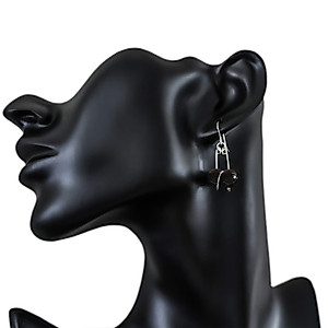 En Mi Double Gemstone Beaded Hoop Earrings, Handmade Sterling Silver Jewelry, Unique Vintage Styled Earrings for Women, Unique Hoop Earring Style with Black Onyx