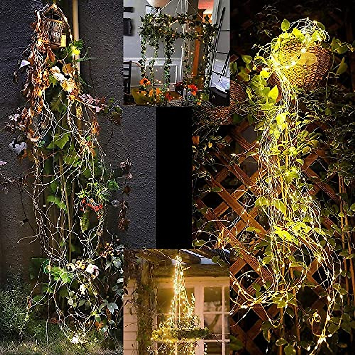 2 Pack Fairy Lights with Remote 250 LED Battery Operated Outdoor Waterproof Twinkle Lights 8.2ft Waterfall Lights Firefly Lights for Garden Wedding Birthday Christmas Decorations (Warm White)