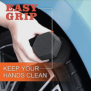 2PCS Tire Shine Applicator Tire Hex Grip Dressing Applicator Pads Tire Sponge Applicator Foam Tire Gel Wet Applicator Car Detailing Reusable Cleaning Supplies for Tire Shine