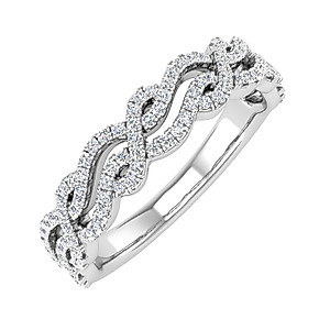 1/3 Carat Twisted Diamond Wedding Band Ring in 10K White Gold (Ring Size 6.25)