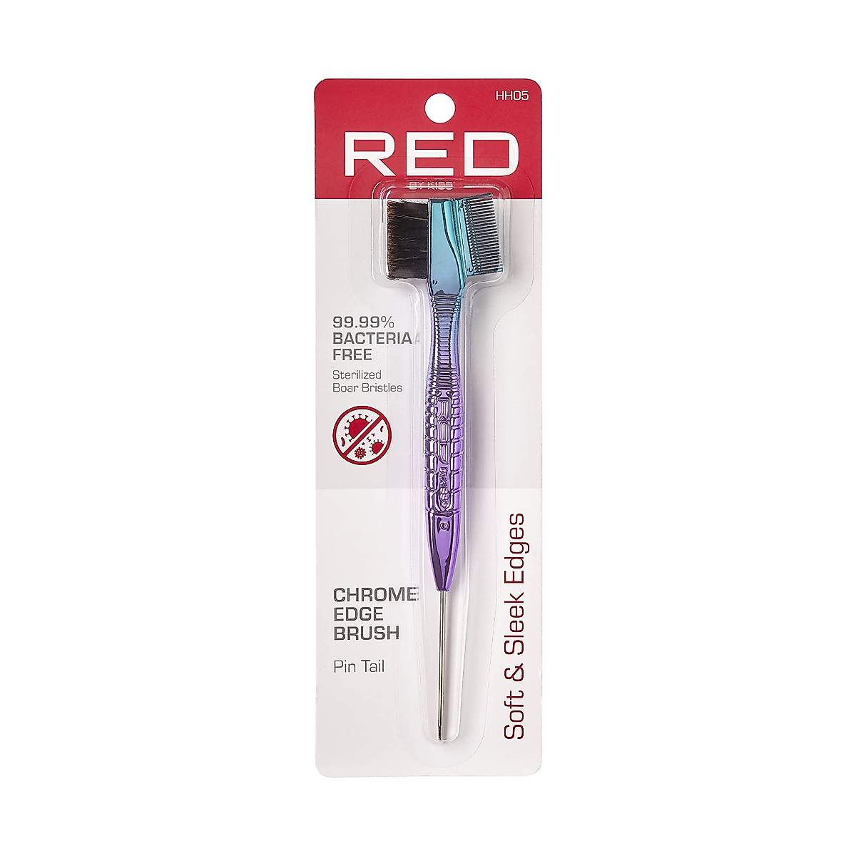 RED by Kiss Chrome Edge Brush Bacteria Free Sterilized Boar Bristles Hair Styling Brush Comb