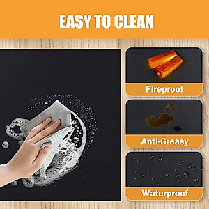 Hearth Rugs for Fireplaces Fire Resistant, 48 x 28 x 0.04 inch Fireproof Fireplace Mat Hearth Rug, Hearth Pads for Wood Stove Fireplace Indoor Outdoor, Protect Floors Carpets from Sparks Embers-Black