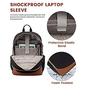 LOVEVOOK Laptop Backpack for Women & Men, 15.6 Inch Anti Theft Travel Backpack with USB Port, Stylish Casual Daypack for College, Large Capacity Teacher Nurse Work Backpack Purse, Black & Brown