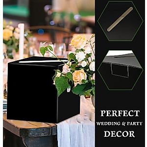 SietDESEO Black Card Box Diy Gift Card Box Money Card Box Holder for Wedding Reception Baby Shower Bridal Shower Birthday Party Supplies Black Wedding Card Box