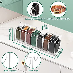 JUBAOLEA Belt Organizer, Acrylic 7 Layers Belt Container Storage Holder Storage Organizer, Clear Belt Display Case for Belt, Watches, Tie and Bow Tie, Jewelry, Bracelets Closet Accessories