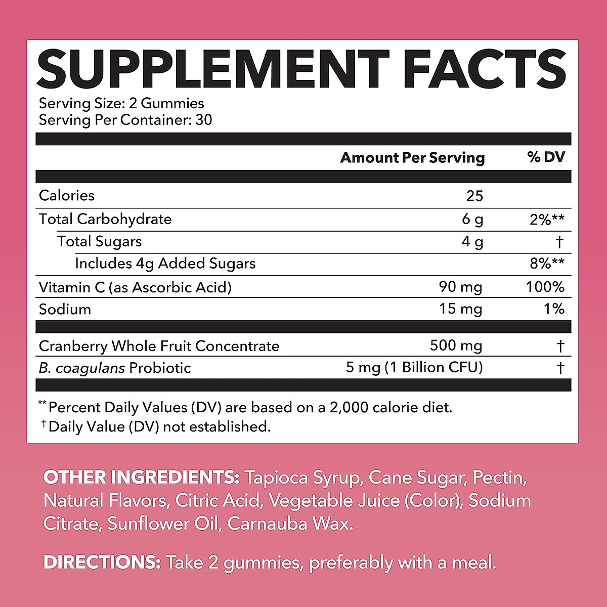 Probiotic Cranberry Gummies for Women - Urinary Tract Health and pH Balance - 1 Billion CFU of Lactobacillus for Bladder Support and Vaginal Wellness - Cran-Raspberry Flavor, 60 count, 1-Month Supply