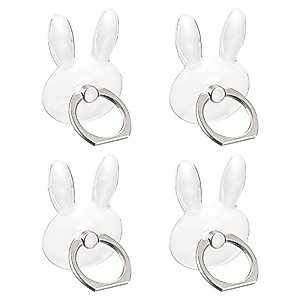 uxcell Transparent Phone Ring Holders, Clear Finger Grip Stand for Phone, Case, Tablet (Rabbit Shape), 4Pcs