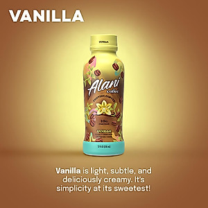 Alani Nu Protein Coffee VANILLA | Ready To Drink Cold Brew with 10g of Protein | 100mg Caffeine | 90 Calories, Naturally Flavored | 12 Fl Oz Bottles | 12 Pack