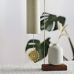 Mowind Chakra Chimes Natural Bamboo Wind Chimes Meditation Chord Windchime Wind Bell for Home Decoration Zen Mindfulness Throat Chakra