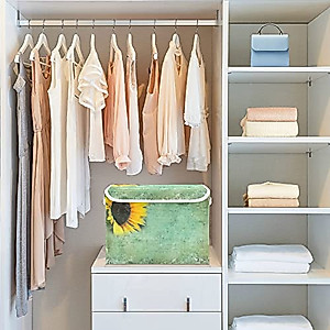RunningBear Sunflower Teal Large Storage Bins with Lid Collapsible Storage Bin Nursery Baskets Cute Storage Box for Shelf Closet Nursery Home