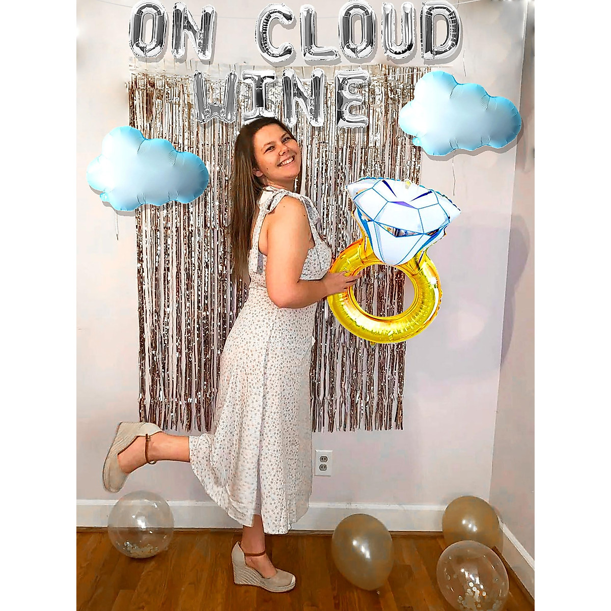 LaVenty On Cloud Wine Balloon Banner Bubbly Bar Banner Mimosa Bar Decorations Vino Bachelorette Party Bridal Shower