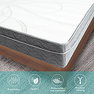 Opoiar 10 Inch Queen Innerspring Hybrid Memory Foam Mattress, Medium Firm Breathable Mattress, Pressure Relieving Mattress, Bed in a Box, Gel AeroFusion Memory Foam, Regulate Temperature, Made in USA