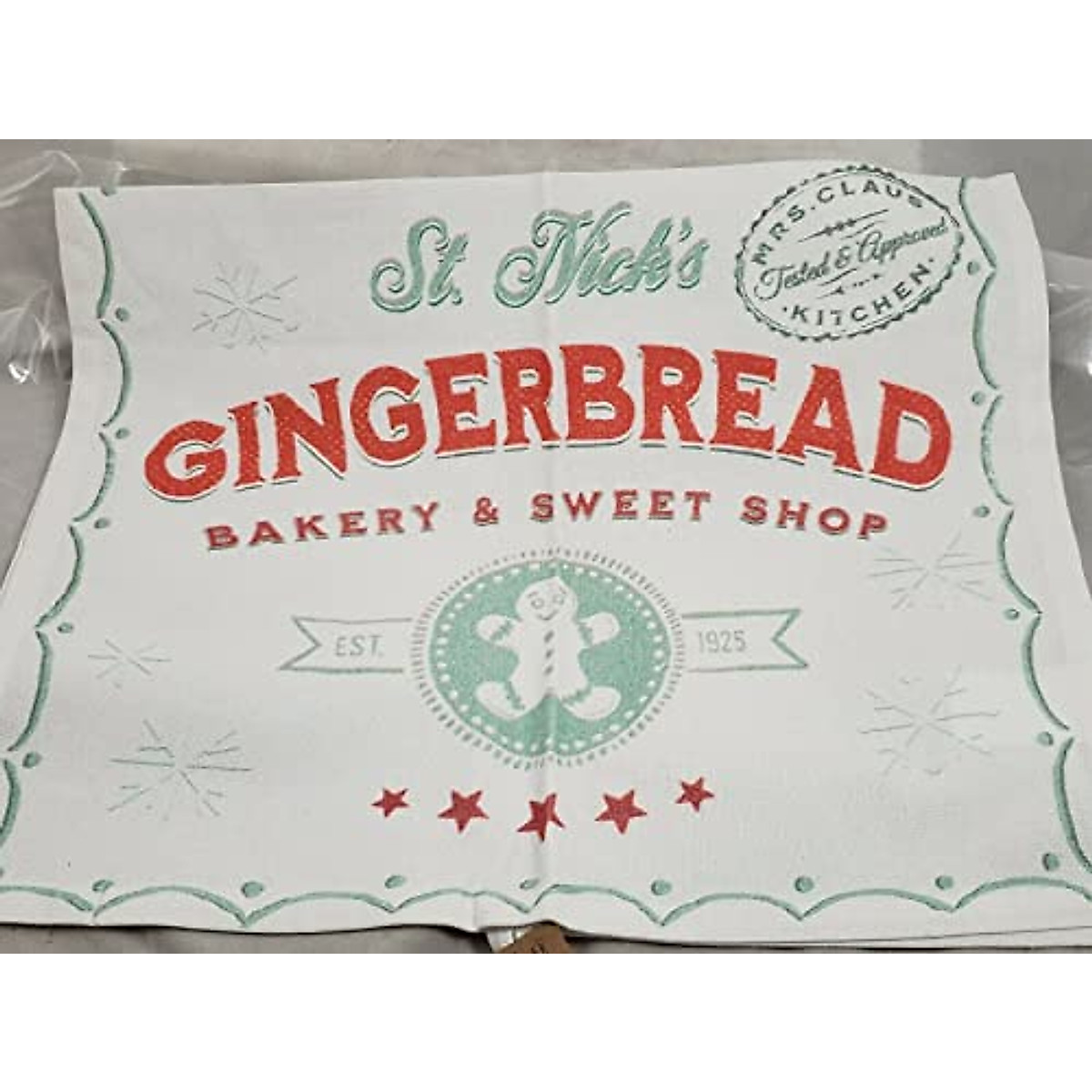 Creative Co-op Santa's Diner & Gingerbread Shop Set of 2 Kitchen Towels All Cotton Christmas