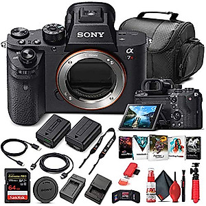 Sony Alpha a7R II Mirrorless Digital Camera (Body Only) (ILCE7RM2/B) + 64GB Memory Card + Corel Photo Software + Case + External Charger + NPF-W50 Battery + Card Reader + HDMI Cable + More (Renewed)