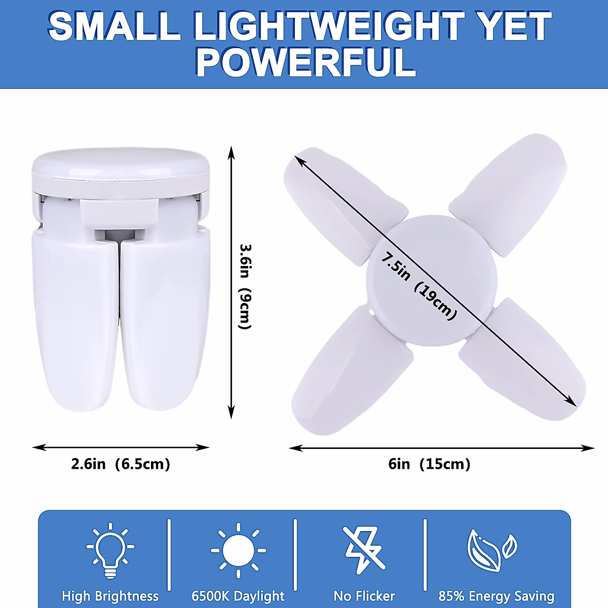 2 Pack Mini 30W Garage Light (150W Equivalent) - 6500K Daylight LED Garage Light, E26 Base Garage LED Light, LED Light Bulb for Basement,Closet,Workbench,Porch,Laundry Room, Garage Lights Ceiling LED