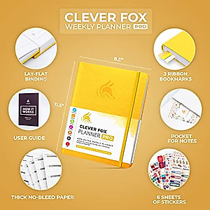 Clever Fox Planner PRO – Weekly & Monthly Life Planner to Increase Productivity, Time Management and Hit Your Goals – Organizer, Gratitude Journal – Undated, 1 Year – Softcover, 8.5x11″ (Amber Yellow)