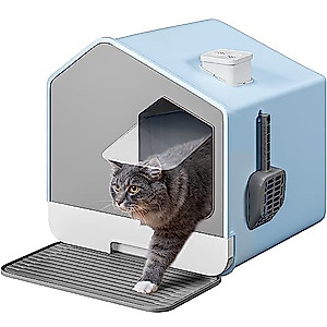 YITAHOME Extra Large Enclosed Cat Litter Box with Mat and Litter Scoop, Odorless Anti-Splashing XL Covered Hooded Cat Box, No Installation Needed