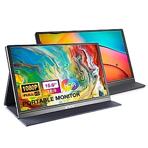 KYY 15.6'' Portable Monitor Bundle [K3 Grey & K3-1 Black] 1080P FHD USB-C Laptop Monitor HDMI Computer Display HDR IPS Gaming Monitor w/Smart Cover & Dual Speakers, for Laptop PC Phone PS4 Xbox Switch