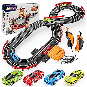 EsiPlay Slot Car Race Track Sets, Electric Boys Toys Race Car Track with 4 Slot Cars, 2 Controllers, Lap Counter, Dual Racing Game Circular Overpass Track, Gifts for Kids Age 3 4 5 6 7 8-12