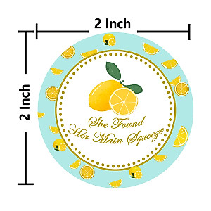 She Found Her Main Squeeze Lemon Bridal Shower Favor Stickers,Lemon Stickers Great for Party Favors, Envelope Seals and Goodie Bags,2 inches 180pcs.
