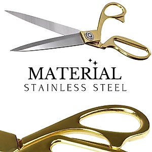 10.5" Heavy Duty Gold Scissors – Sharp Stainless Steel Scissors Gold 10.5 Inch All Purpose Scissors Professional Scissors Heavy Duty Grand Opening Scissors Best Gold Scissors for Office