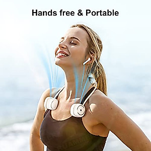 RUAMMER Portable Neck Fan, Hands-Free Bladeless Neck Fan, 360° Adjustable Personal Neck Fan, Ultra-Light Hanging Neck Fan, Rechargeable, USB Powered Around the Neck Fan, Headphone Design, 3 Speeds