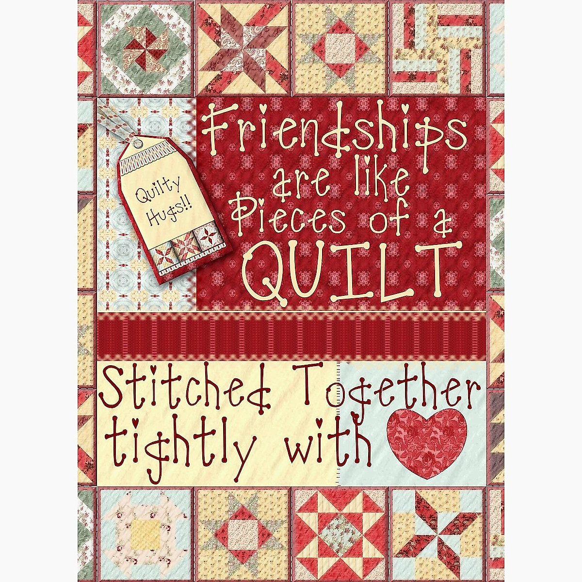 CafePress Quilting Friendships Greeting Cards Greeting Card (20-pack), Note Card with Blank Inside, Birthday Card Matte