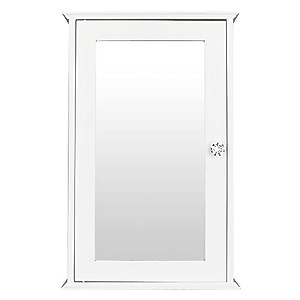 Single Door Bathroom Cabinet - Wall Mounted Medicine Storage Vanity Mirror Organizer with Shelf, Rust-Free White Cabinet for Space-Saving