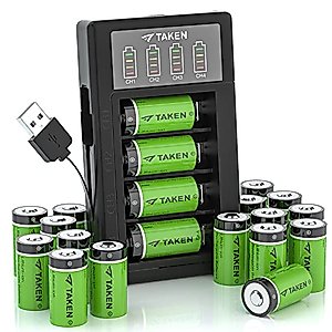 Taken Rechargeable Batteries for Arlo, 3.7V 750mAh 20 Pack Rechargeable Batteries and 4-Ports LED Charger Compatible with Arlo Cameras (VMC3030/VMK3200/VMS3330/3430/3530), Flashlight, Microphone