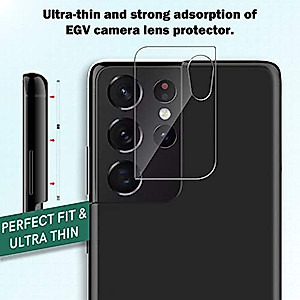 [2+2 Pack] EGV Compatible for Samsung Galaxy S21 Ultra 5G 6.8-inch, Flexible TPU Screen Protector and Tempered Glass Camera Lens Protector [Support Fingerprint Reader] [Easy Installation] Model No.ZZU