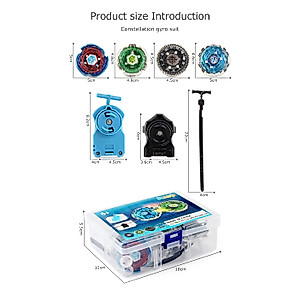 Hirynedwo Battling Tops Metal Fusion Starter Set with 4D Launcher Grip Burst Battle Set Packed in Storage Case