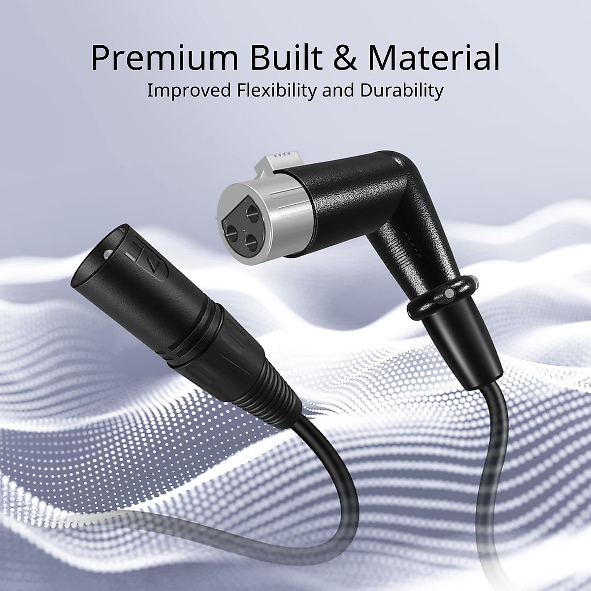 TNP Premium 50ft Male to Female Right Angle XLR Cable Balanced 3 Pin Microphone Audio Wire Cord Interconnect Connector Plug Adapter Converter for Professional Recording Camcorders Cameras