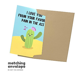 Sleazy Greetings Funny Mothers Day Card | Cute Happy Birthday Card For Mom Dad From Daughter Son | Adult Dirty Humorous Mother’s Day or Father's Day Appreciation Card | Favorite Pain Cactus Card