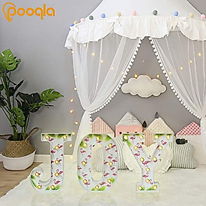 Pooqla Marquee Letters Tropical Luau Party Supplies Flamingos Palm Trees Painted LED Letter Sign Light for Hawaiian Party Decoration Birthday Bedroom Wall Decor Table Centerpieces K