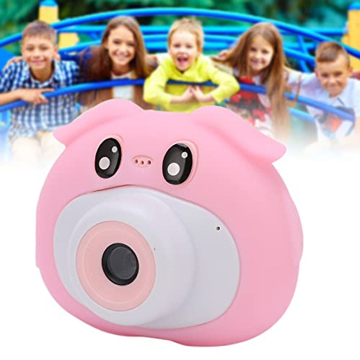 Mini Kids Camera, Specially Made Kids Camera Music Playback USB Interface 27 Head Stickers Built in 400mAh Battery for Picnic for Girls(Pink)