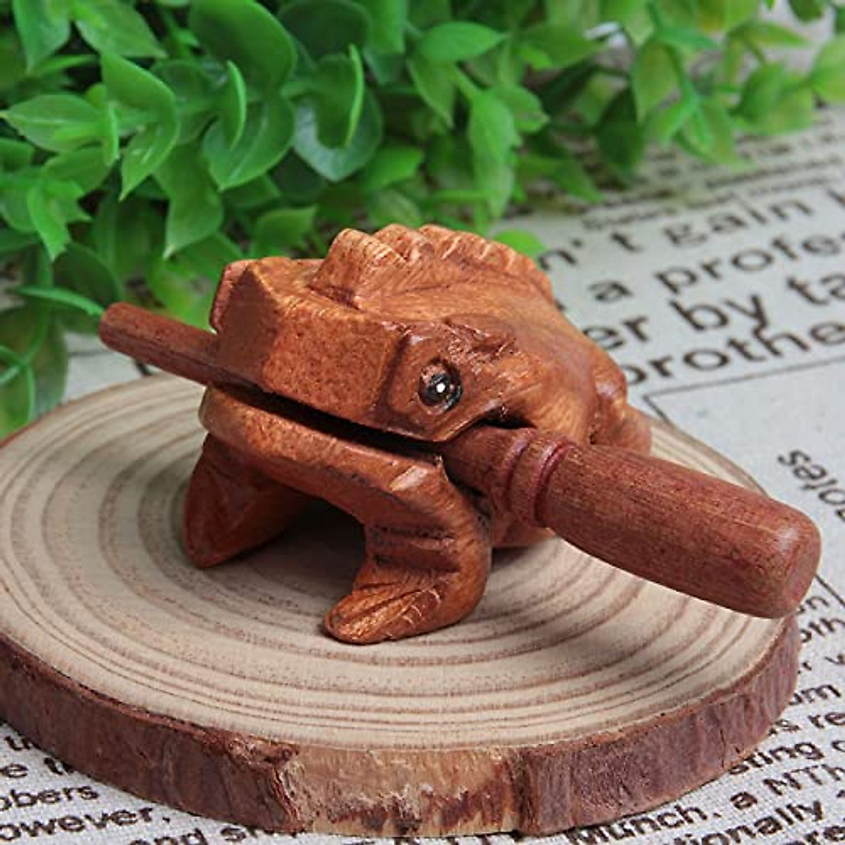 Acxico 1Pcs Thailand Craft Wooden Lucky Frog Croaking Musical Instrument Home Office Decor