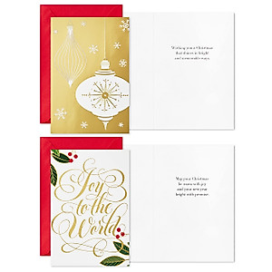 Hallmark Boxed Christmas Cards Assortment, Gold Foil Classic (6 Designs, 36 Cards with Envelopes)